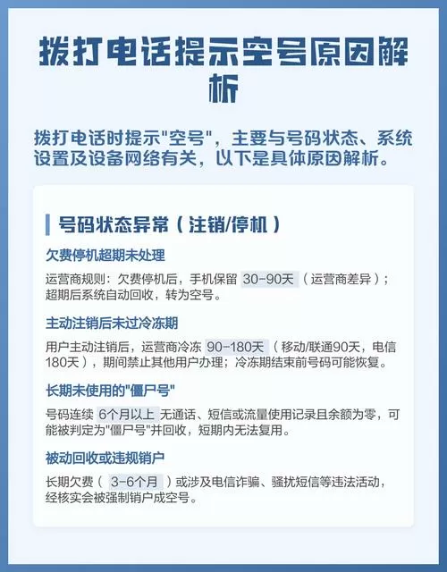 手机拨打提示空号是什么原因