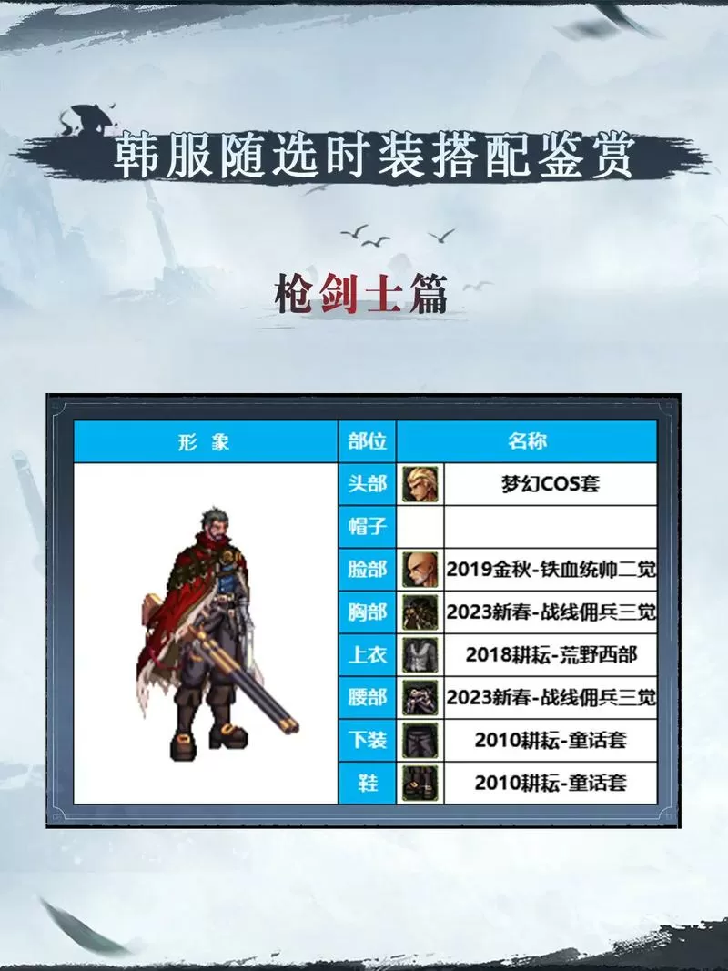 dnf枪剑士时装搭配