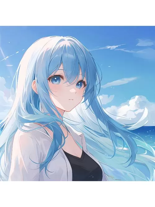 二次元蓝发少女图片图标