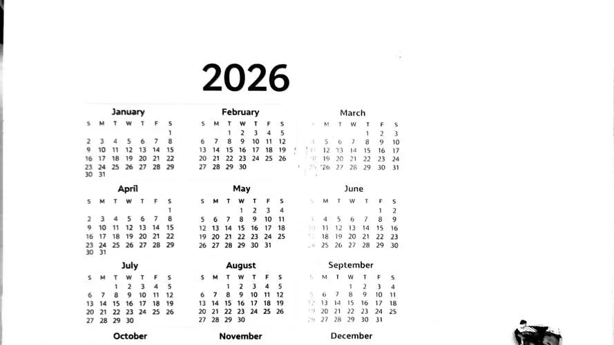 2026年英文版日历