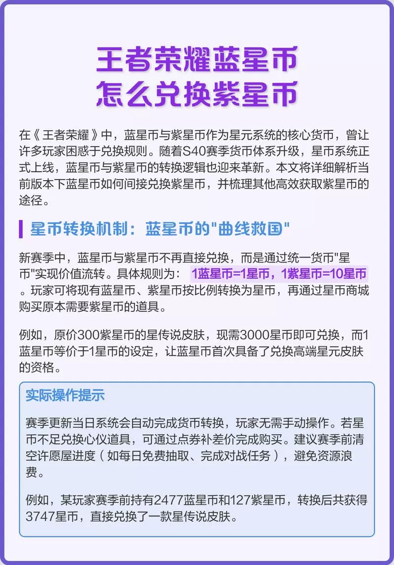 蓝星币在王者里面怎么换紫星币截图
