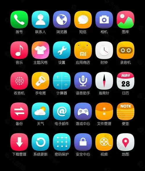 手机的各种图标截图