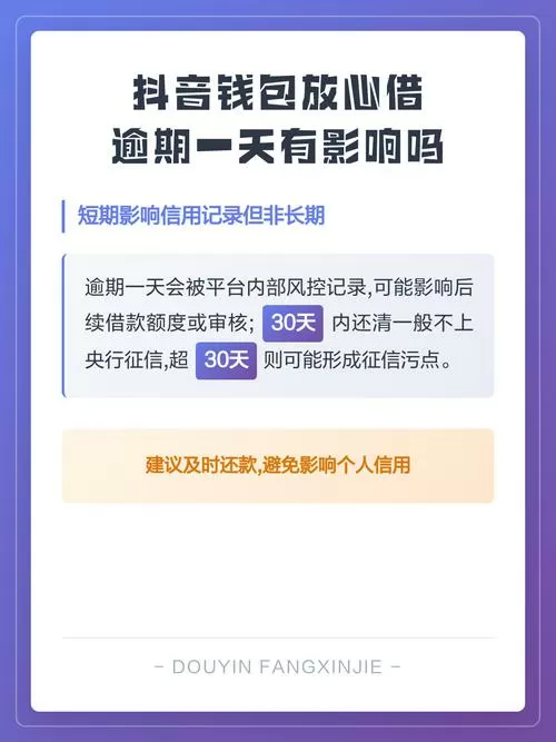 抖音放心借逾期一天会影响信用吗