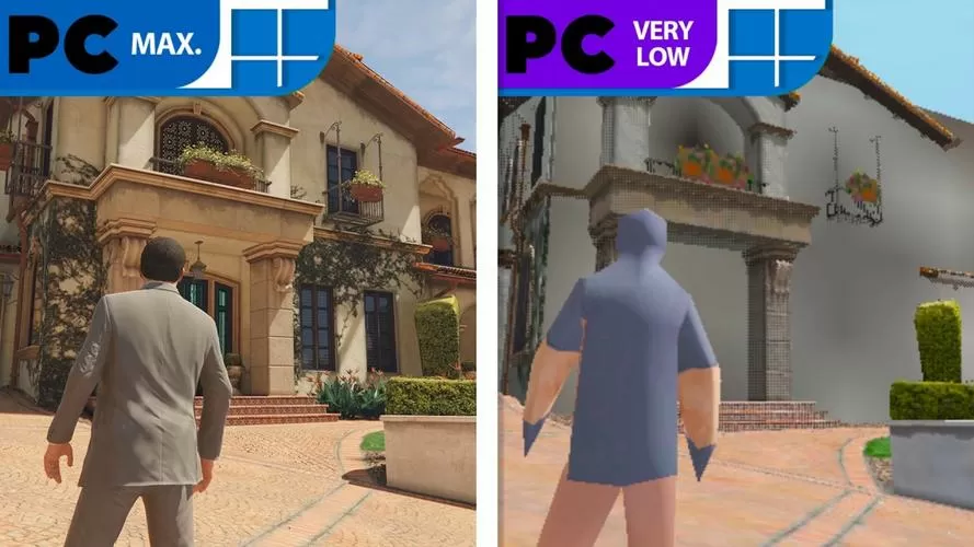 gta5最低画质和最高画质对比